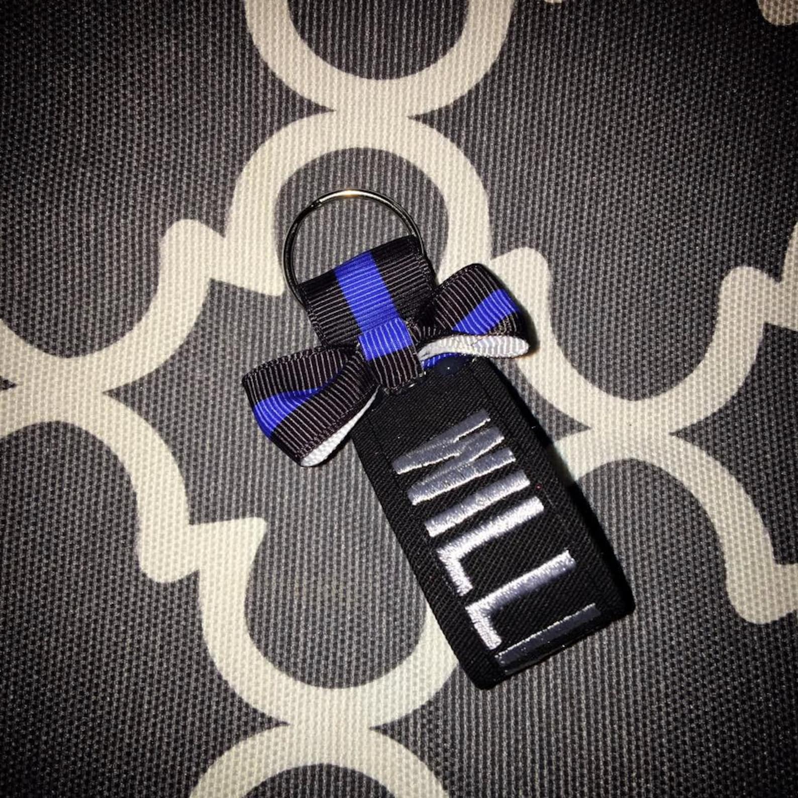 Police/law Enforcement/leo Nametape Keyfob-keychain Thin Blue - Etsy