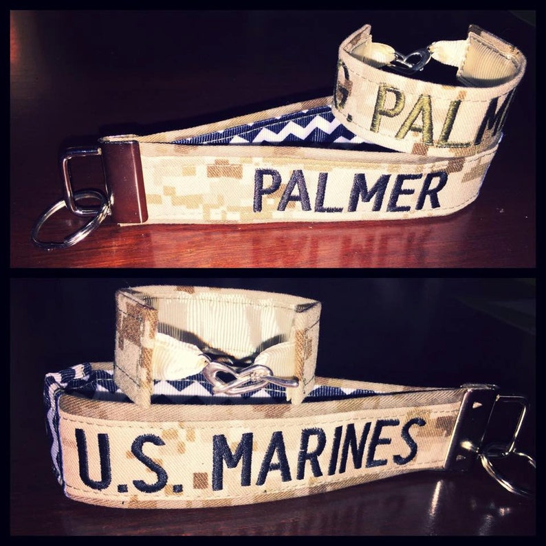 Military Nametape Keychain & Bracelet Package: ANY BRANCH! (USMC, Army ...