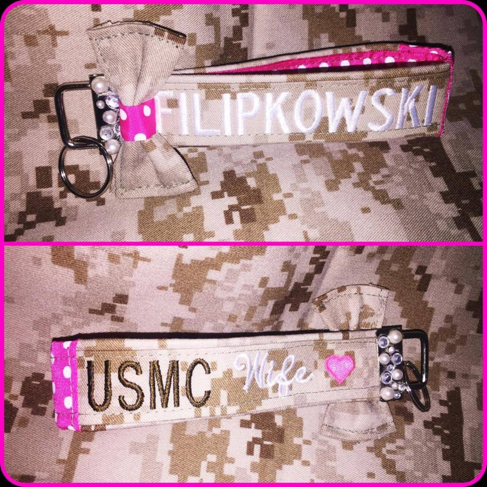 Military Nametape Keychain & Bracelet Package: ANY BRANCH! (USMC, Army ...