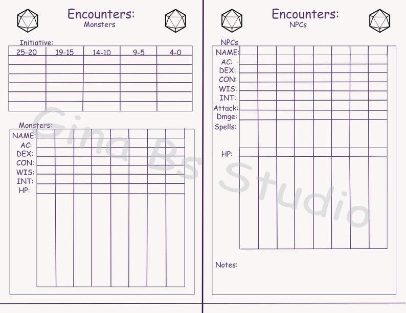 Journal Sheet Printable Dungeon Master Printable Dungeons and Dragons ...