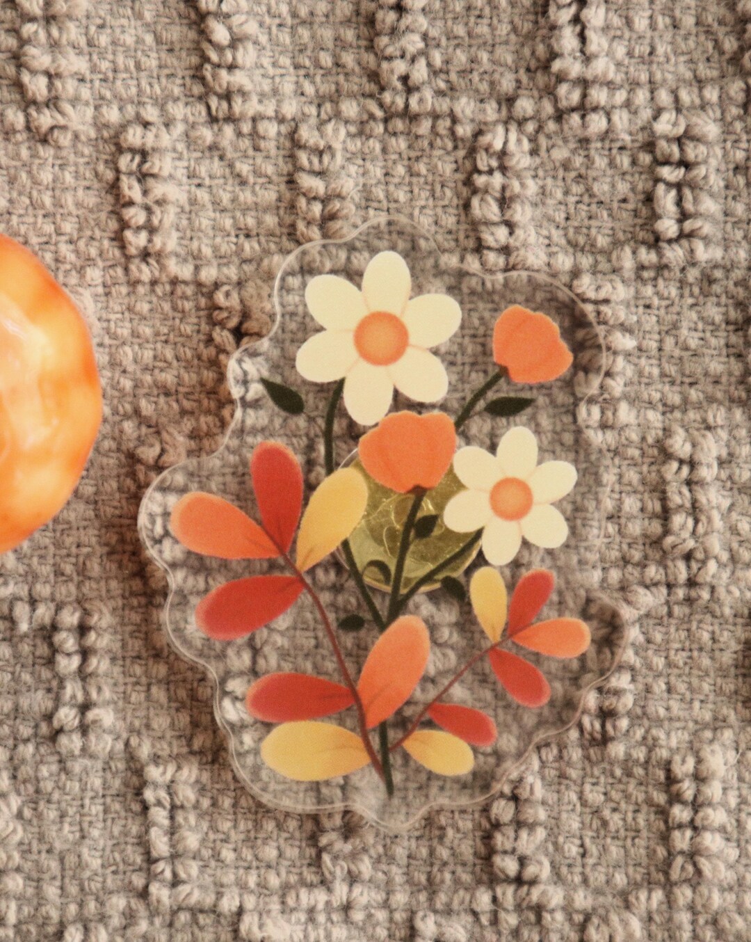 Clear Acrylic Pin Autumn Floral Acrylic Pin Clear Acrylic Pin Fall ...