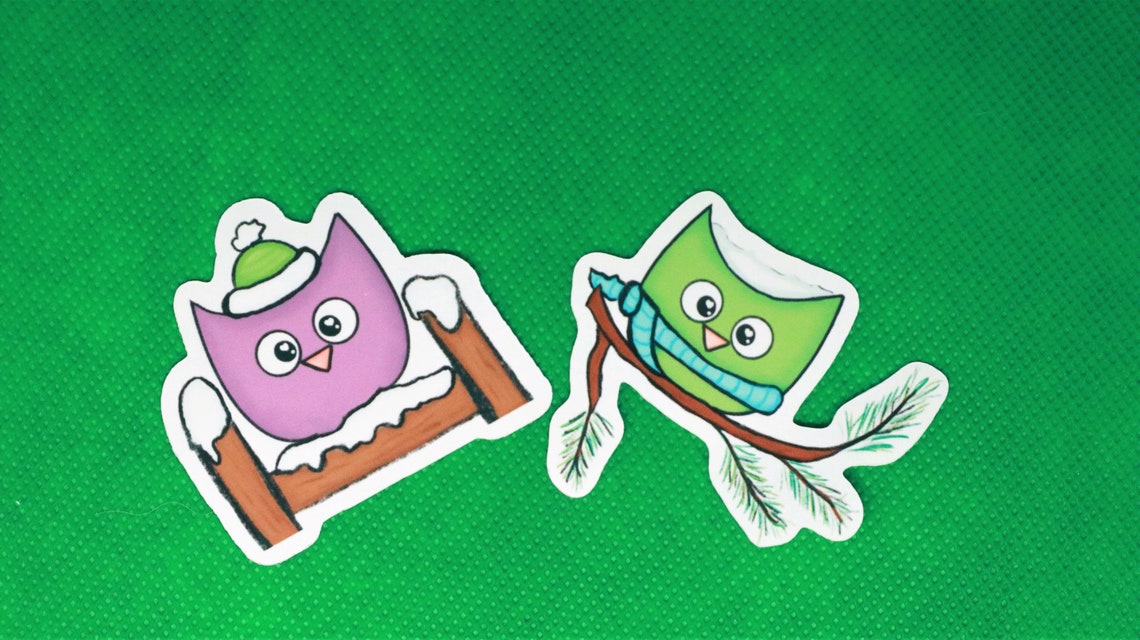 Notepad Small Winter Owl Notepad Winter Owl Button Winter Owl - Etsy