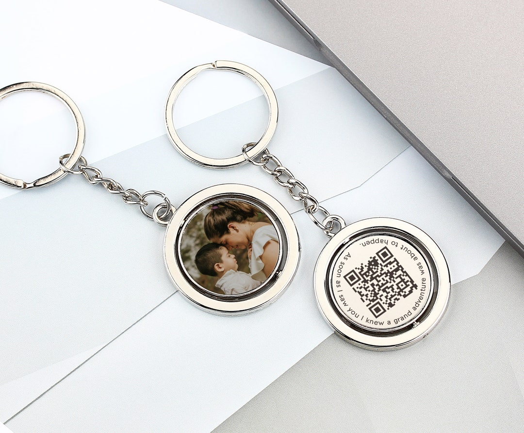 QR Code Rotating Disc Keychain, Customized QR Code Keyring ...