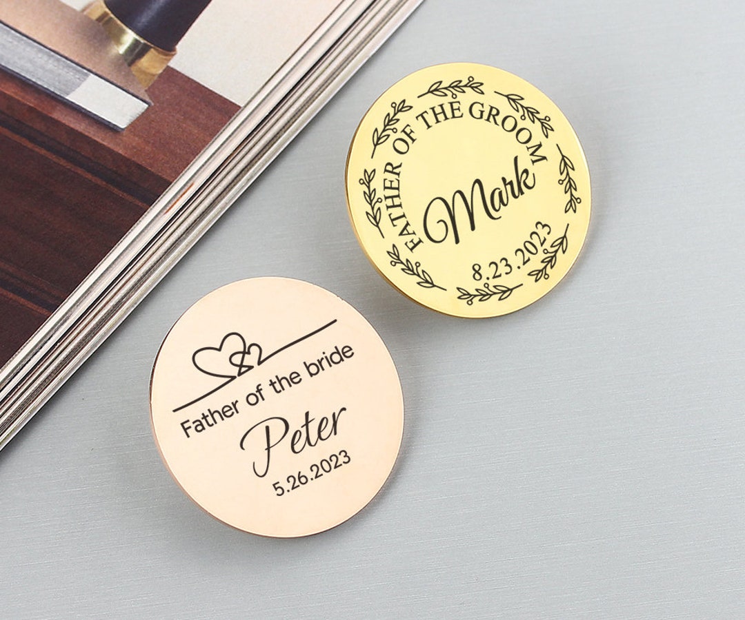 Stainless Steel Round Brooch, Round Cabochon Tie Tack, Personalized ...
