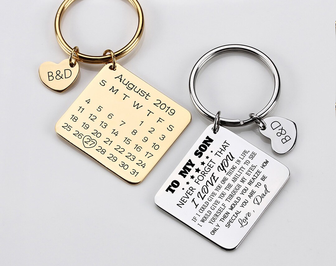 Personalized Calendar Keychain Engrave Date Highlighted With - Etsy