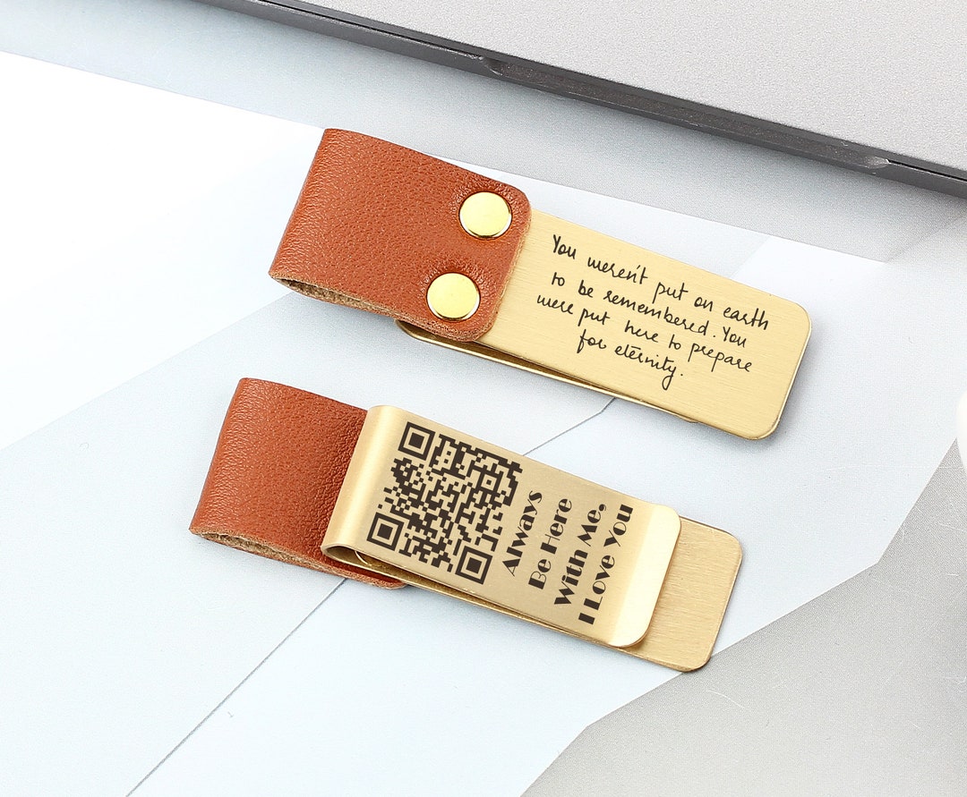 Personalized Leather Handwriting Pen Hold, QR Code Stainless Steel ...