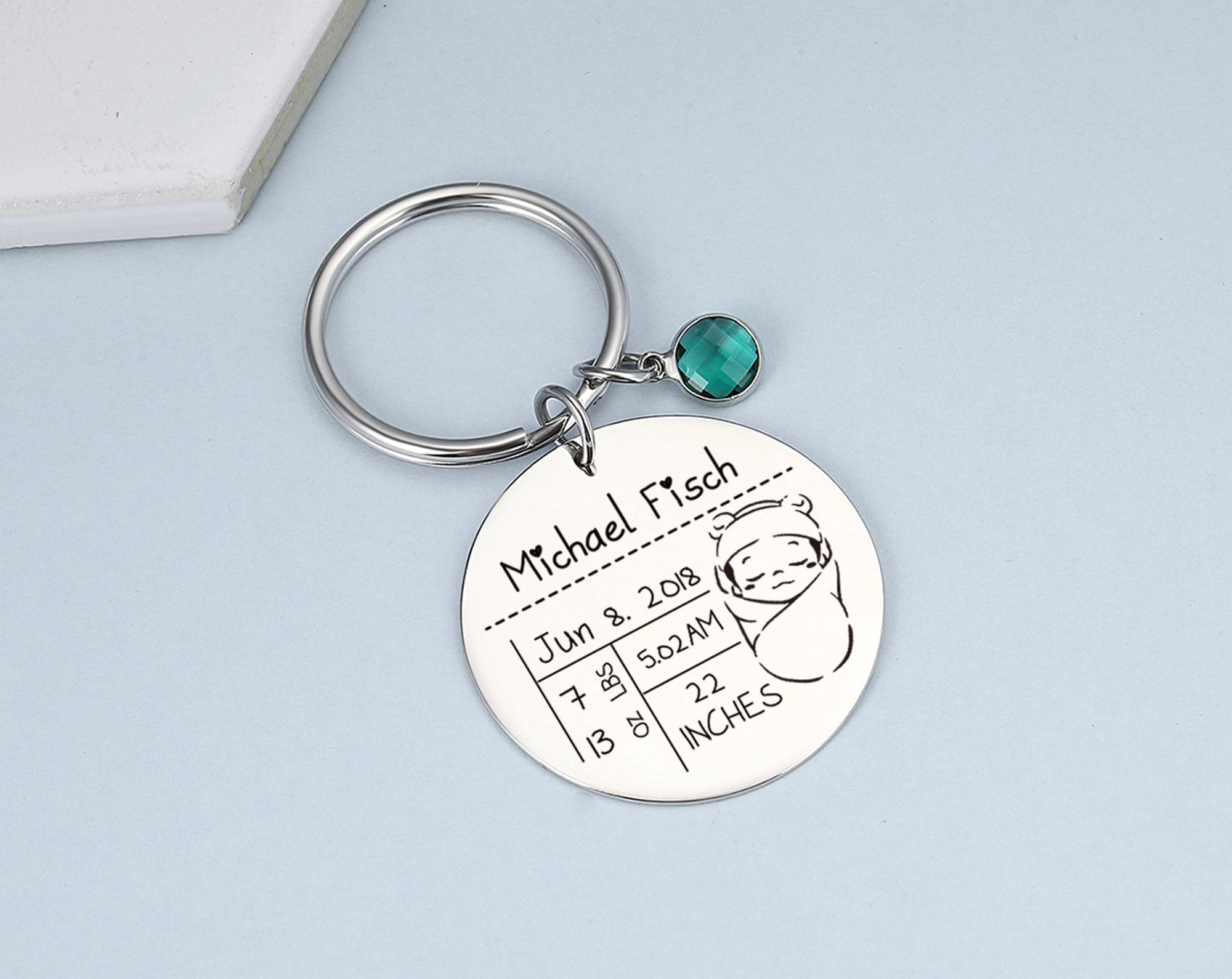 Baby Arrival Keychain Personalized New Baby Keychain Baby - Etsy UK