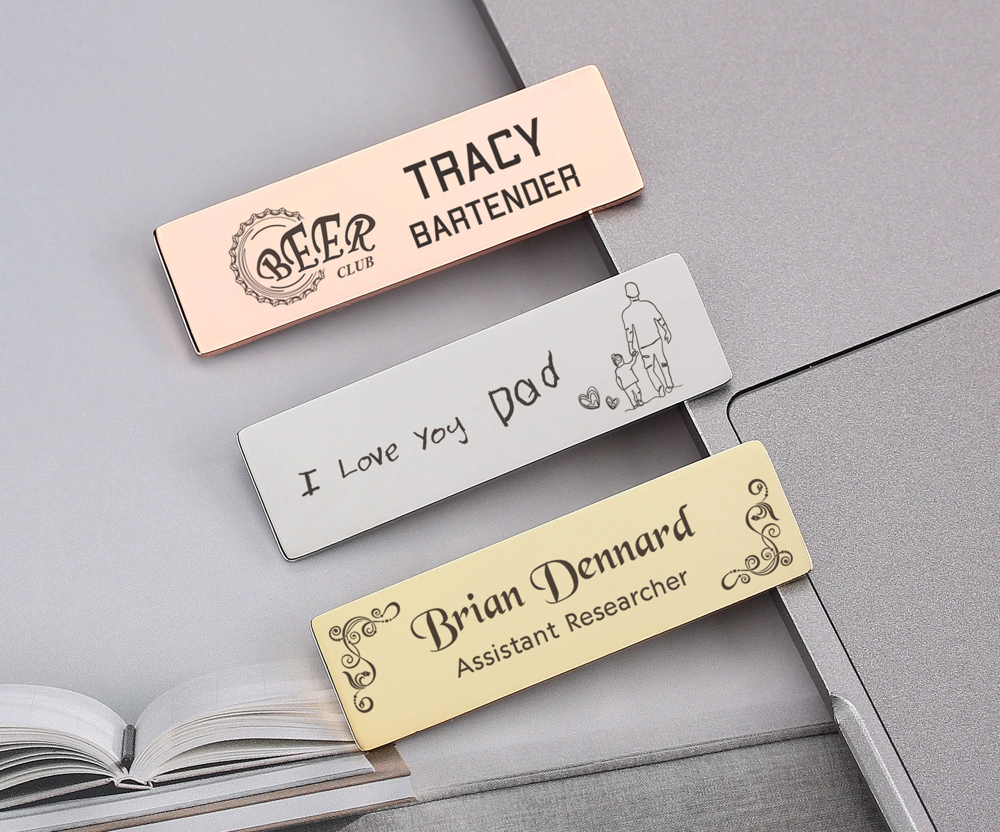 Engraved Name Tag Badges, Personalized Identification With Pin ...