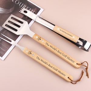 Personalized Customized BBQ Tool Set, Wooden BBQ Spatula, Engraved Logo ...