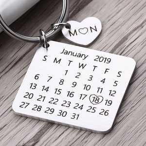 Personalized Calendar Keychain - Engraved Calendar Keyring - Hand ...