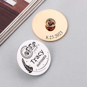 Personalized Name Badge, Stainless Steel Round Brooch, Name Tag for ...