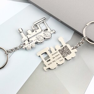 Small Train Metal Silver Keychain, Personalized Text Engraved Keychain ...