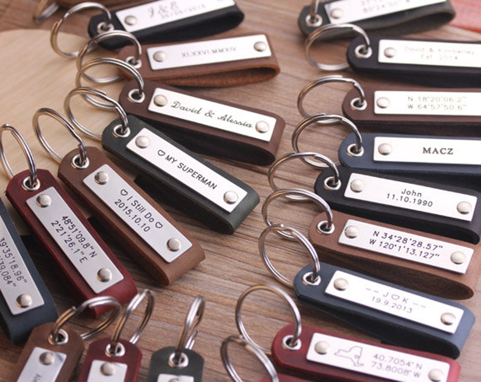 Handmade Leather Keychain Hand Crafted GPS Coordinates | Etsy