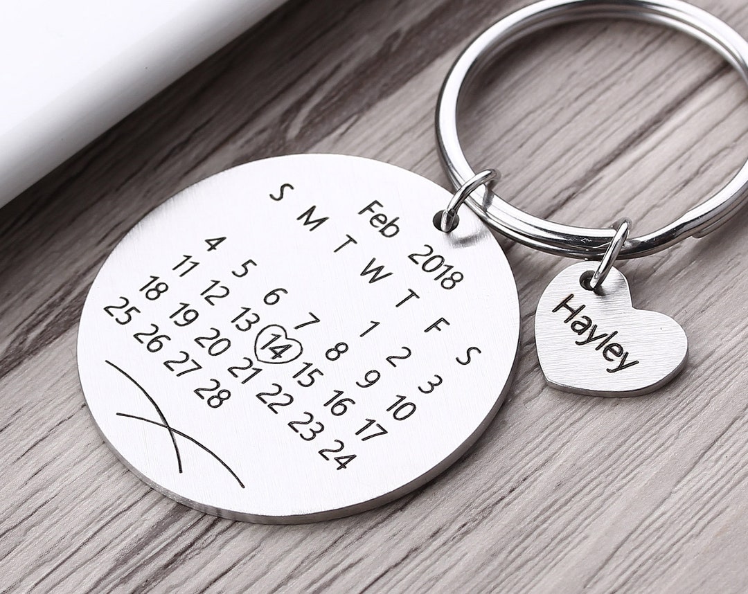 Engraved Calendar Keychain - Personalized Calendar Key Chain - Signature Calendar Keychain ...