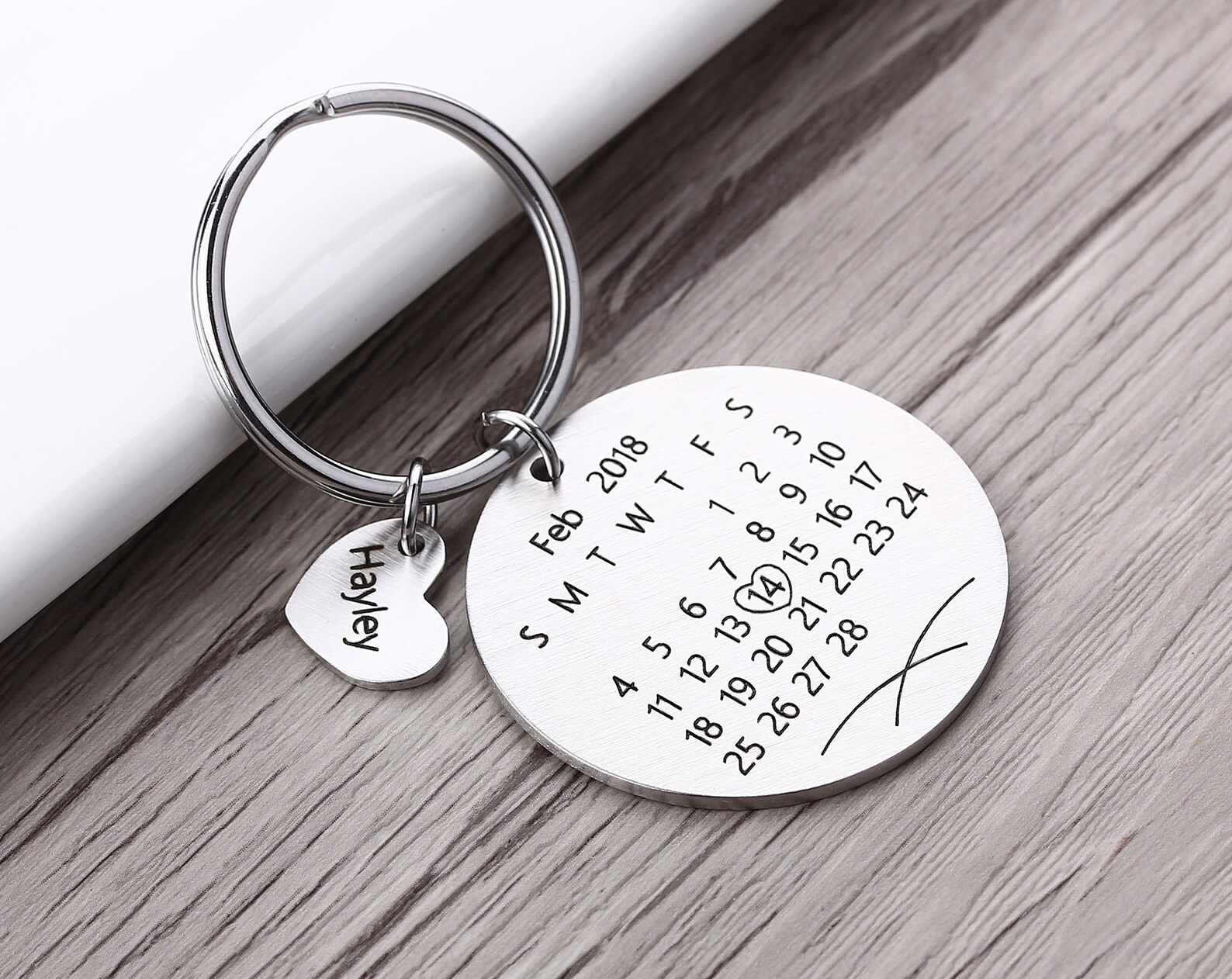 Engraved Calendar Keychain Personalized Calendar Key Chain - Etsy