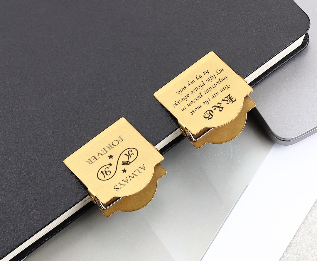 Metal Book Page Clip Bookmark, Personalized Gold Bookmarks, Gift for ...