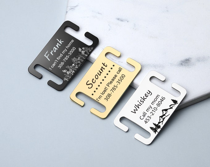 Custom Laser Engraved Slide-on Pet ID Tag & Nylon Collar Combo - Etsy
