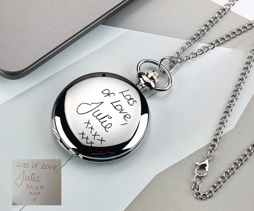 Personalized Pocket Watch, Custom Actual Handwriting Pocket Watch ...