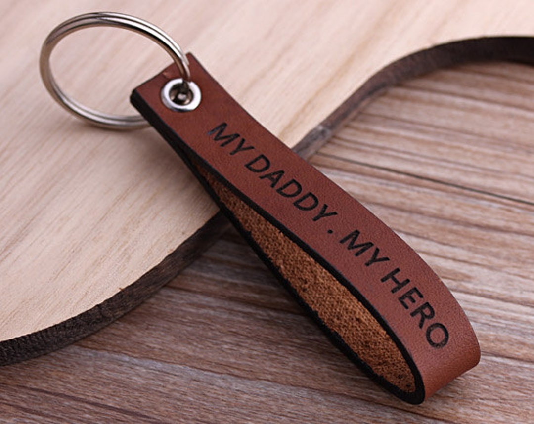 Personalized Leather Keyring, Father Day Leather Keychain, My Father My ...
