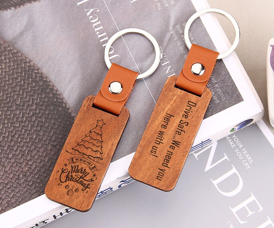 Personalised Handwriting Wooden Keychain, Custom Engraved Text Keyring ...