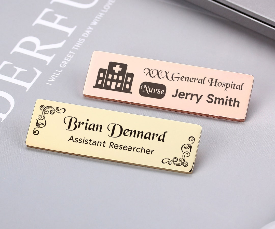 Engraved Name Tag Badges, Personalized Identification With Pin ...