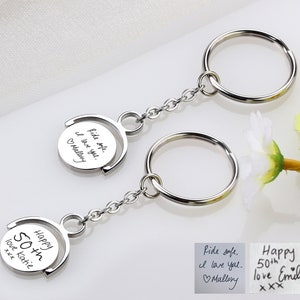 Personalized Stainless Steel Rotating Disc Keychain, Actual Fingerprint ...