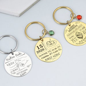 Baby Arrival Keychain, Personalized New Baby Keychain, Baby Stats Gifts ...