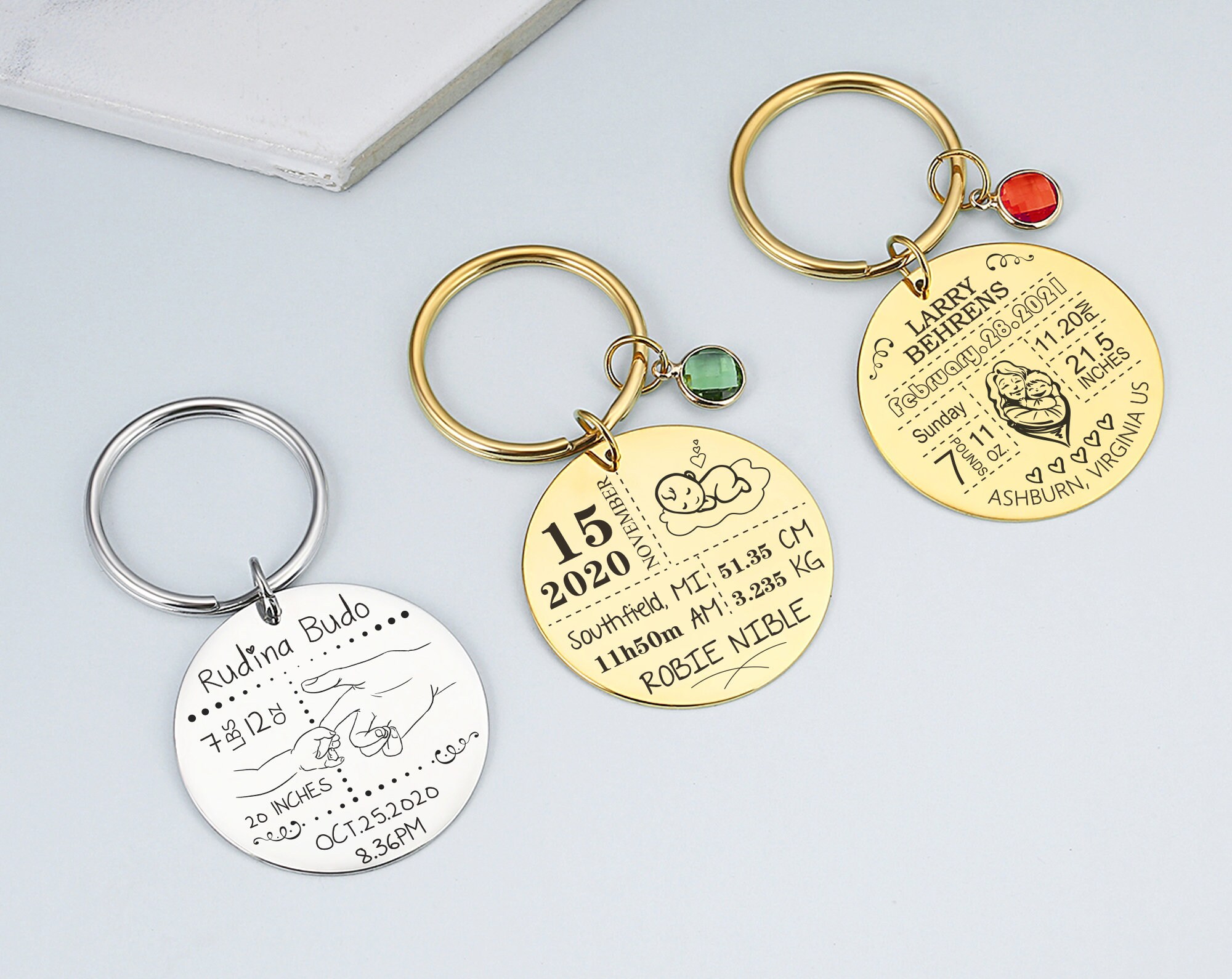 Baby Arrival Keychain Personalized New Baby Keychain Baby - Etsy UK