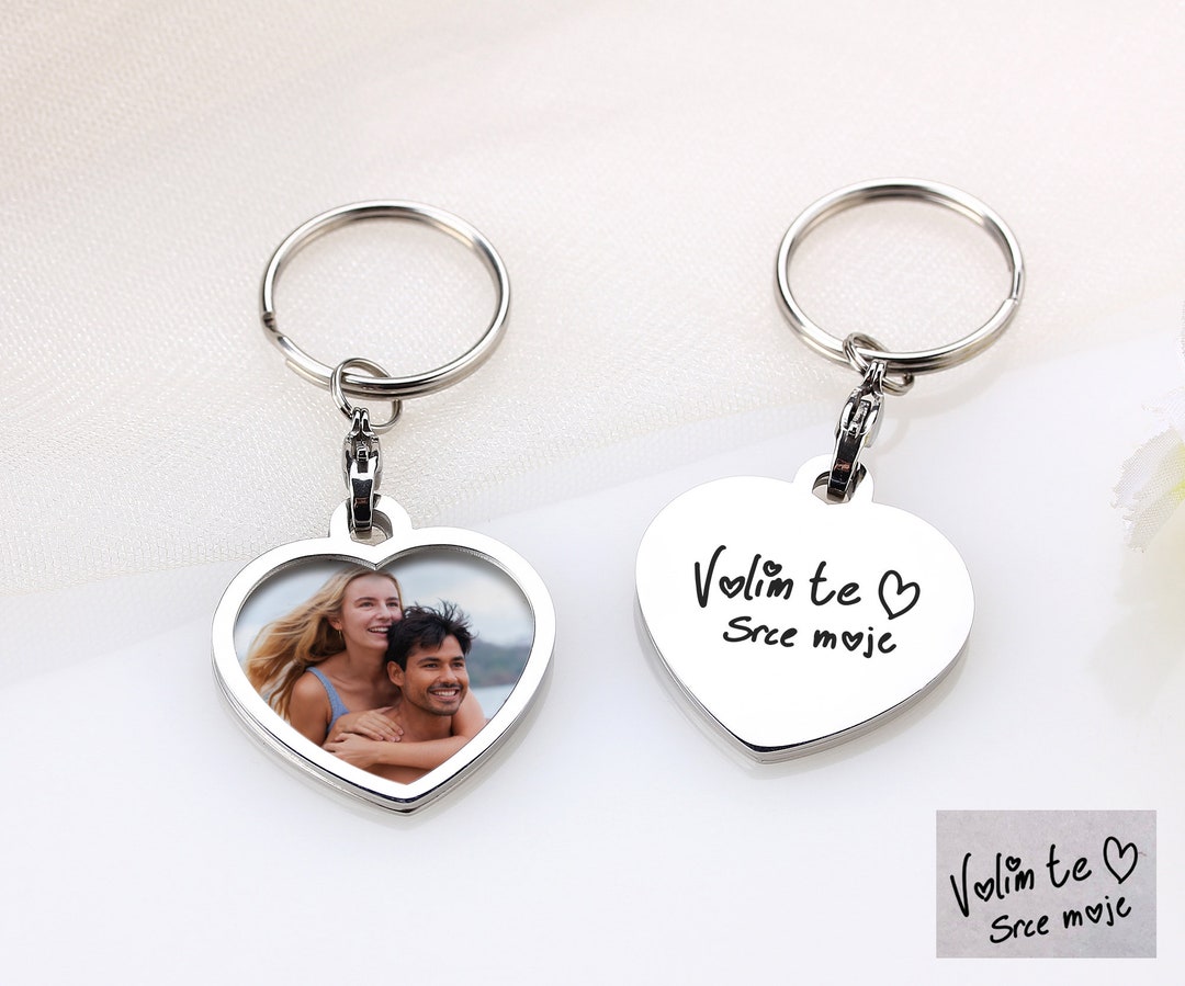 Personalized Color Photo Stainless Steel Keychain, Fingerprint Metal ...