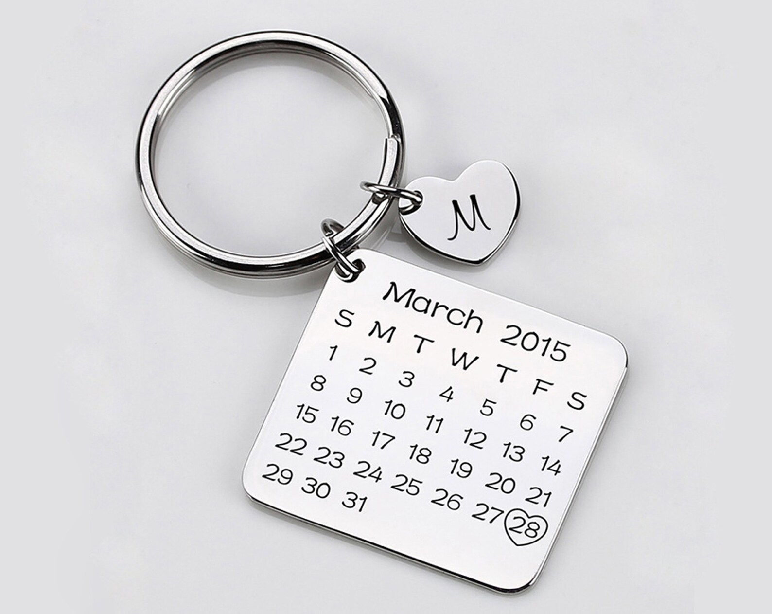 Custom Text Keychain Engraved Special Date Keyring Stainless | Etsy
