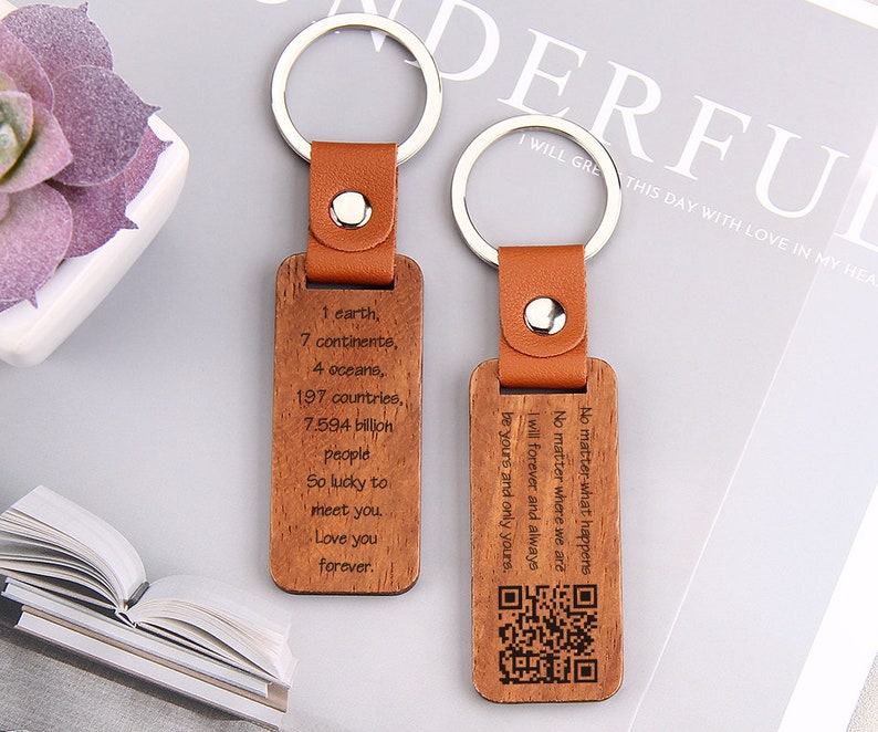 Personalised Handwriting Wooden Keychain, Custom Engraved Text Keyring ...