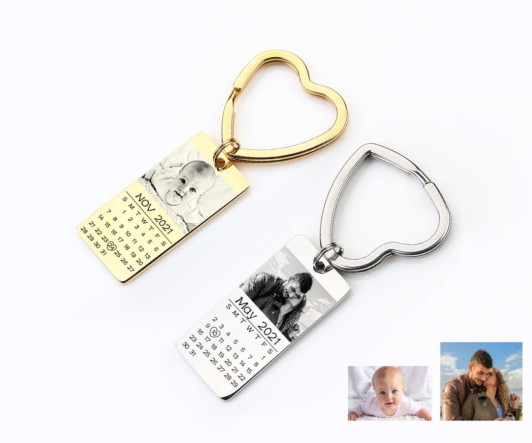 Calendar Pendant With Date, Photo Engraving, Gift for Mom Dad ...