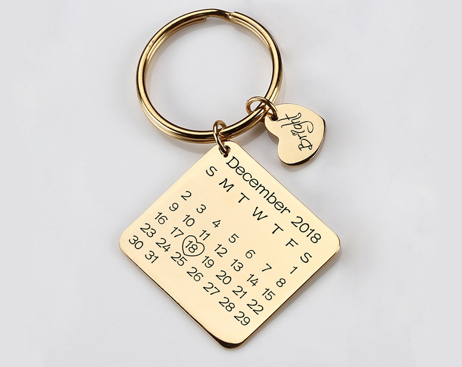 Custom Text Keychain Engraved Special Date Keyring Stainless | Etsy