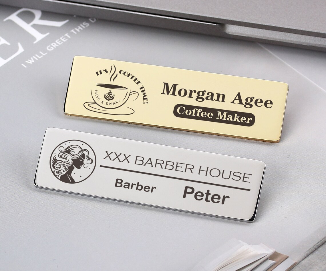 Engraved Name Tag Badges, Personalized Identification With Pin ...