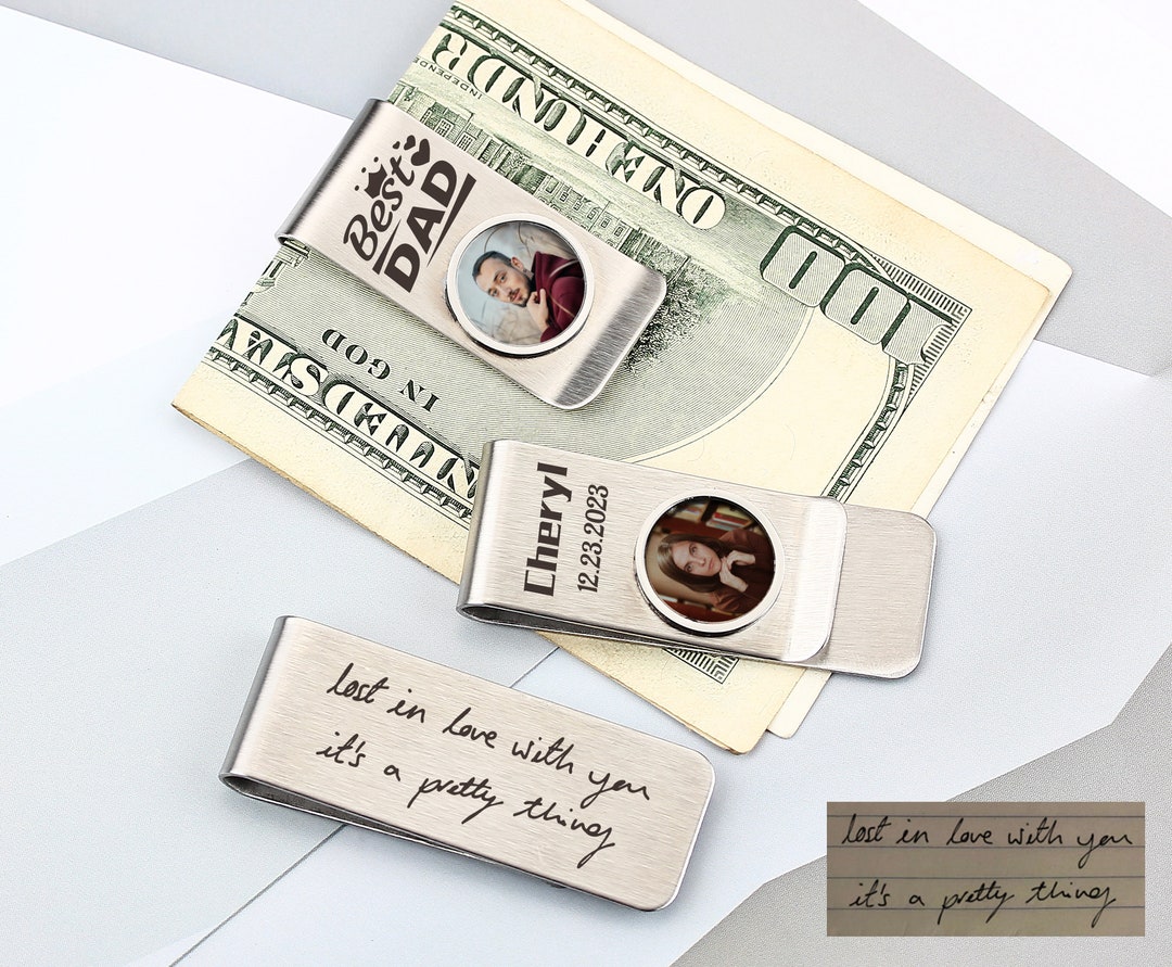 Custom Handwriting Photo Money Clip, Personalized Name Photo Money Clip ...