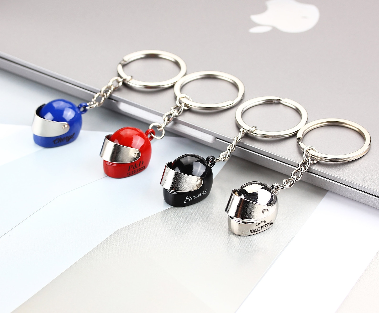 Custom Initial Name Motorcycle Helmet Keyring, Mini Motorbike Helmet ...