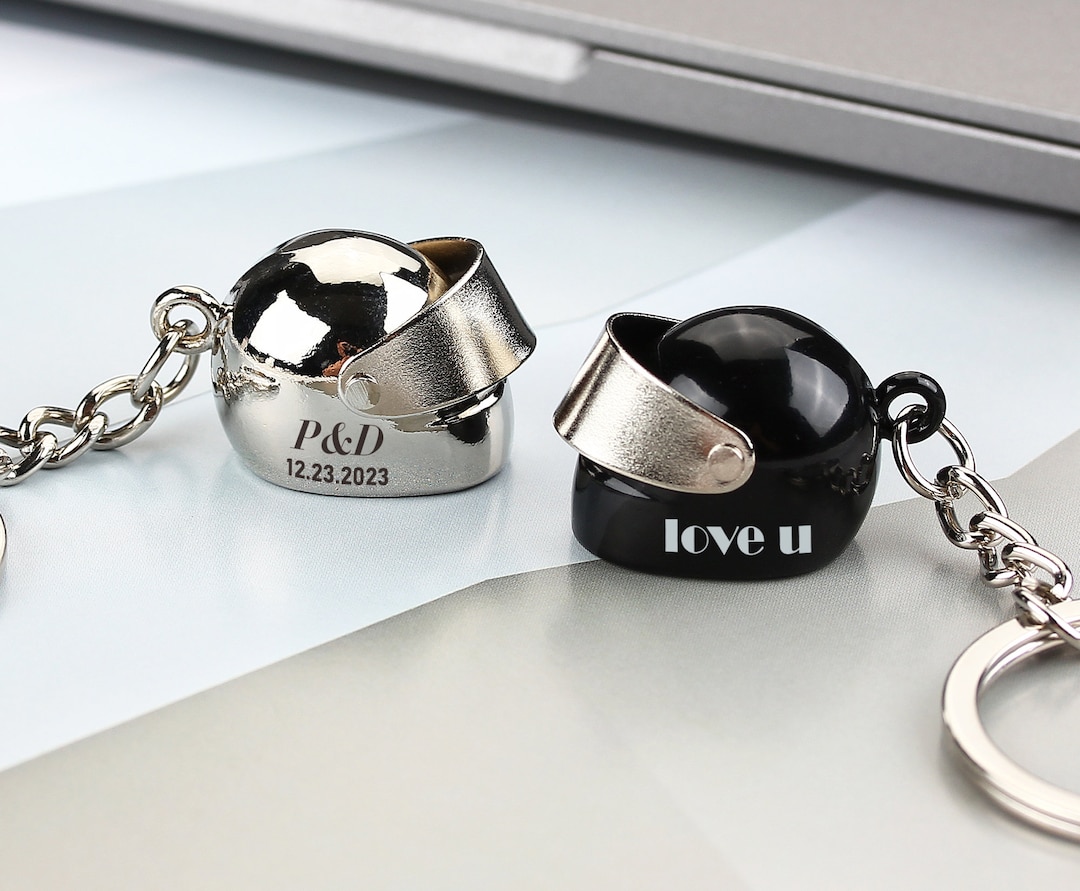 Custom Initial Name Motorcycle Helmet Keyring, Mini Motorbike Helmet ...