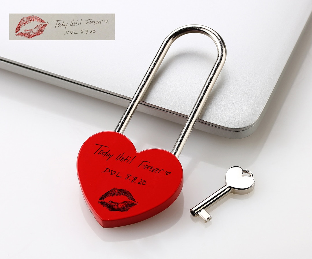 Custom Actual Handwriting Love Heart Lock, Personalized Padlock, Locked ...