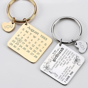 Custom Text Keychain, Engraved Special Date Keyring, Stainless Steel ...