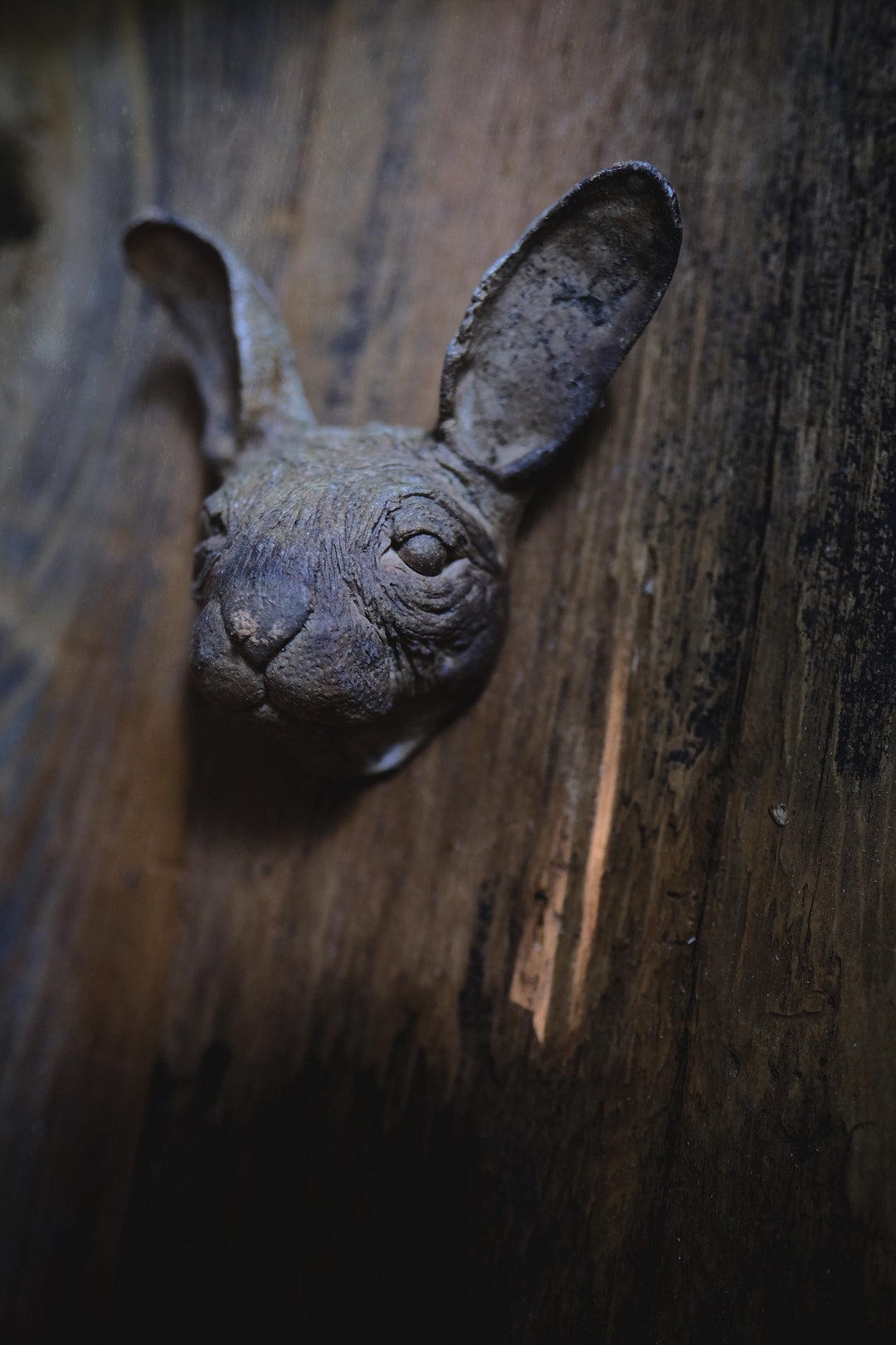 Woodfired Ceramic Rabbit Head – Wall Hanging With Distressed Finish - Etsy