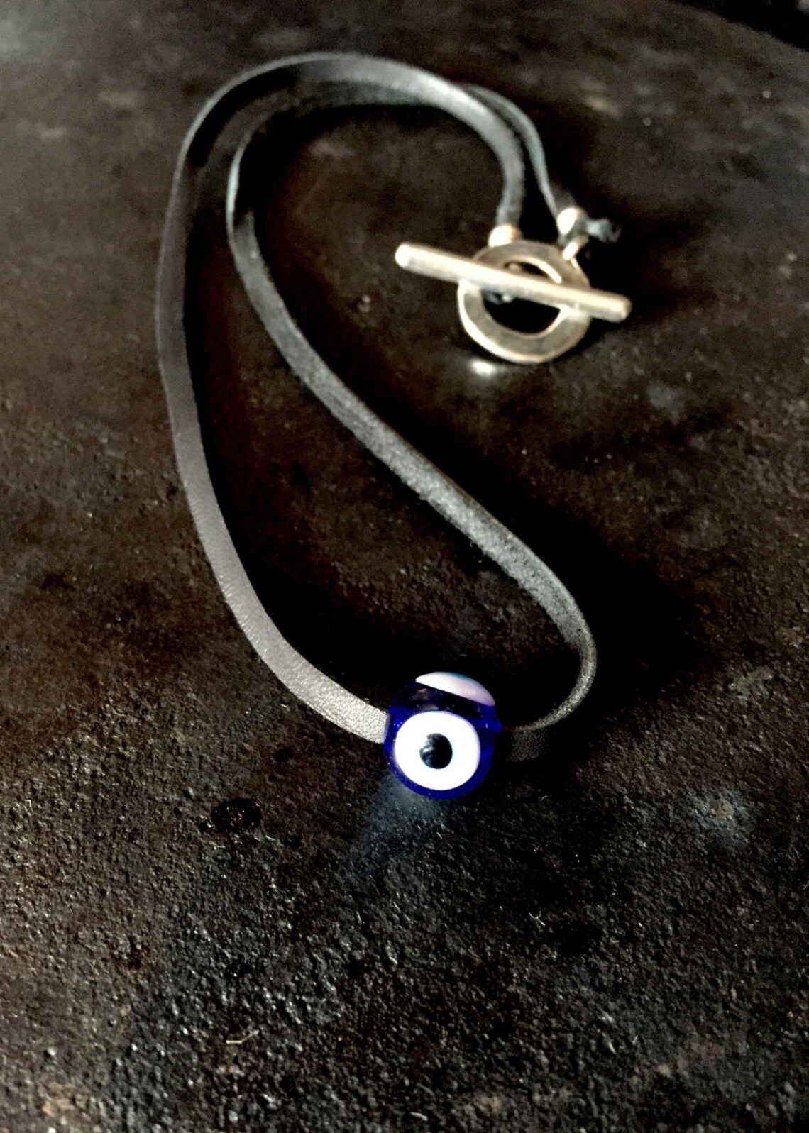 Mens Evil Eye Necklace on a Black Deerskin Leather Cord - Etsy