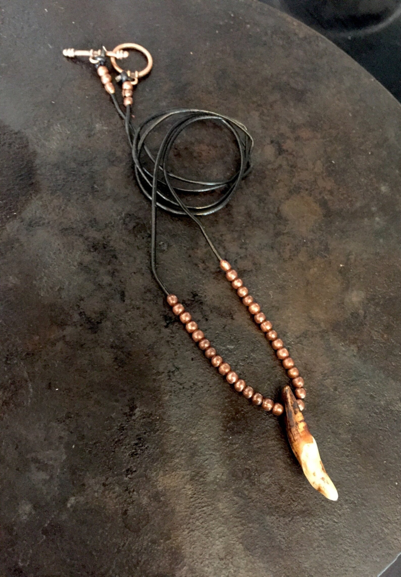 Wolf Tooth Necklace With Copper Beads Mens Wolf Tooth - Etsy New Zealand