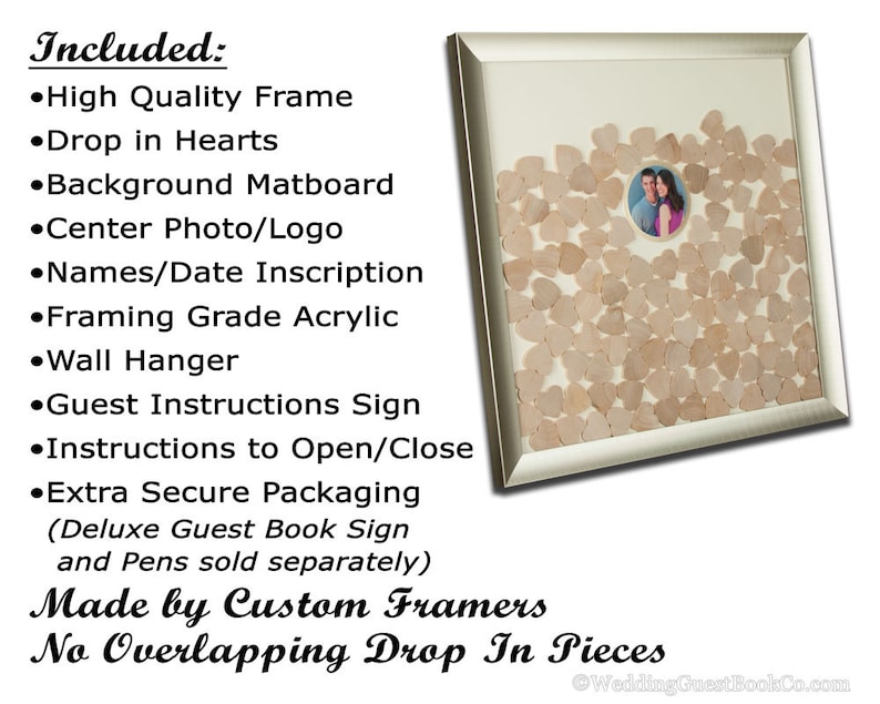 Custom Wedding Guest Book Photo Framed Guest Book Alternative Wooden ...