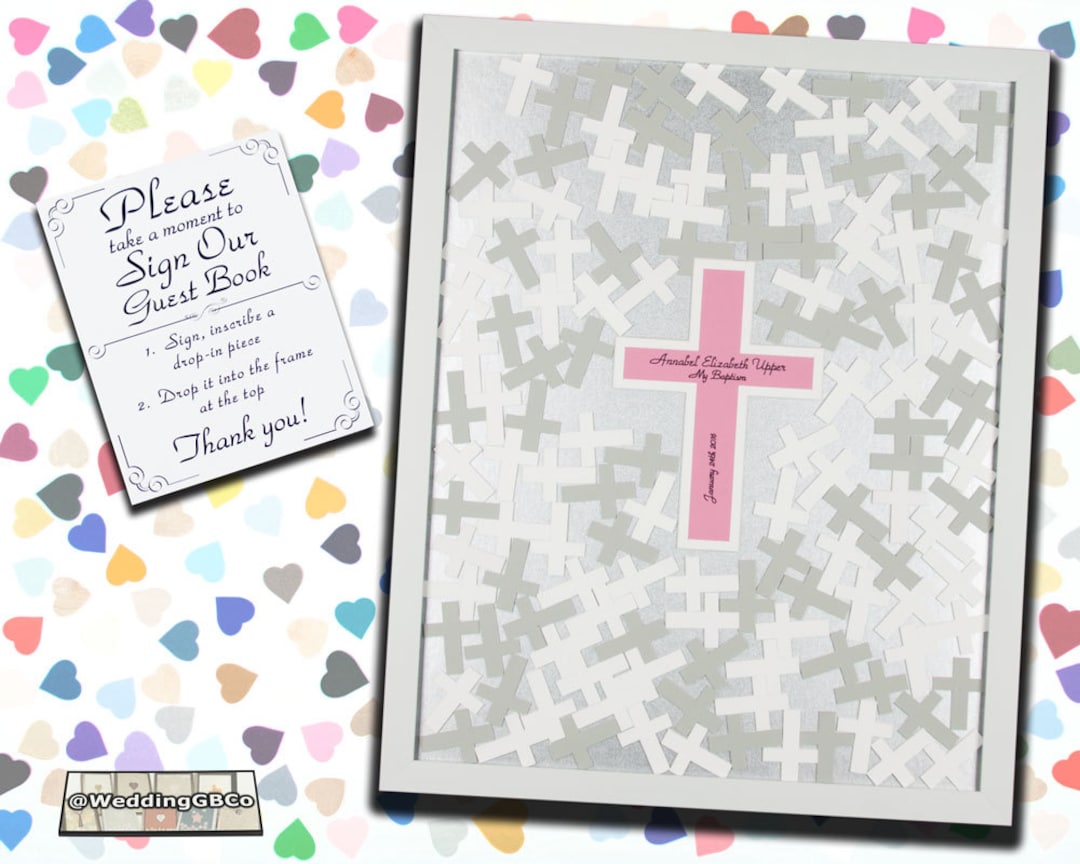 Cross Wedding Guest Book Frame Drop in Top Crosses Guestbook Shadow Box ...