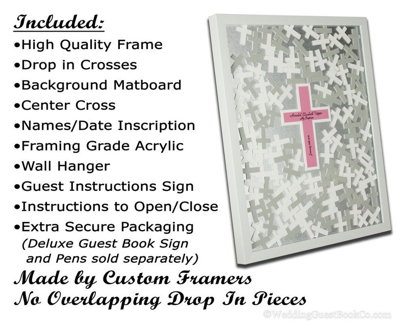 Cross Wedding Guest Book Frame Drop in Top Crosses Guestbook | Etsy