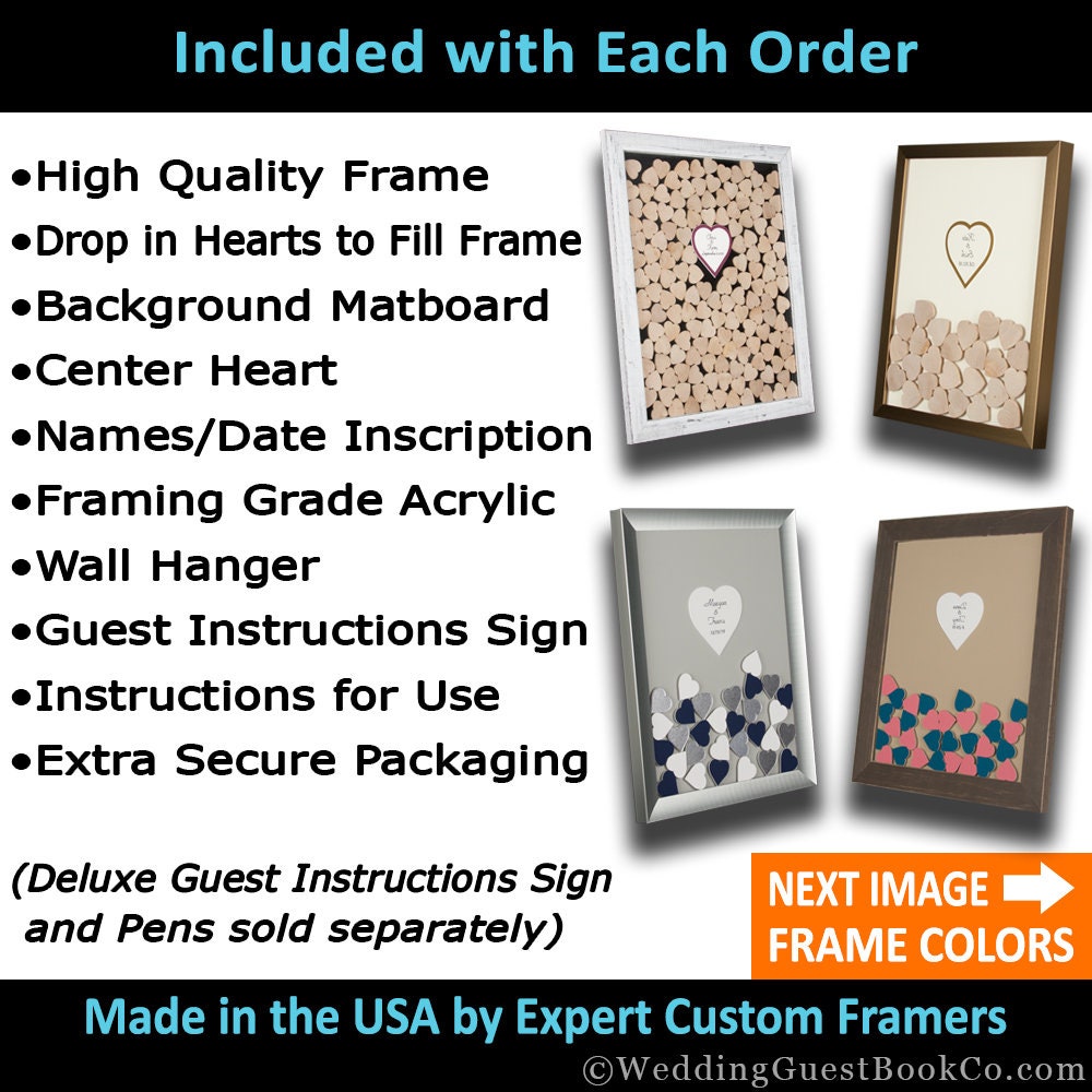 Wedding Guest Book Frame Drop in Top Wood Heart Shadow Box Unique ...