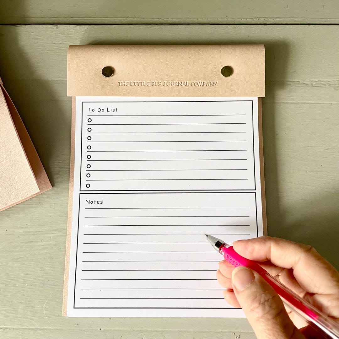 Baby Pink Faux Leather A5 Refillable Desk Notepad - Baby Pink With ...