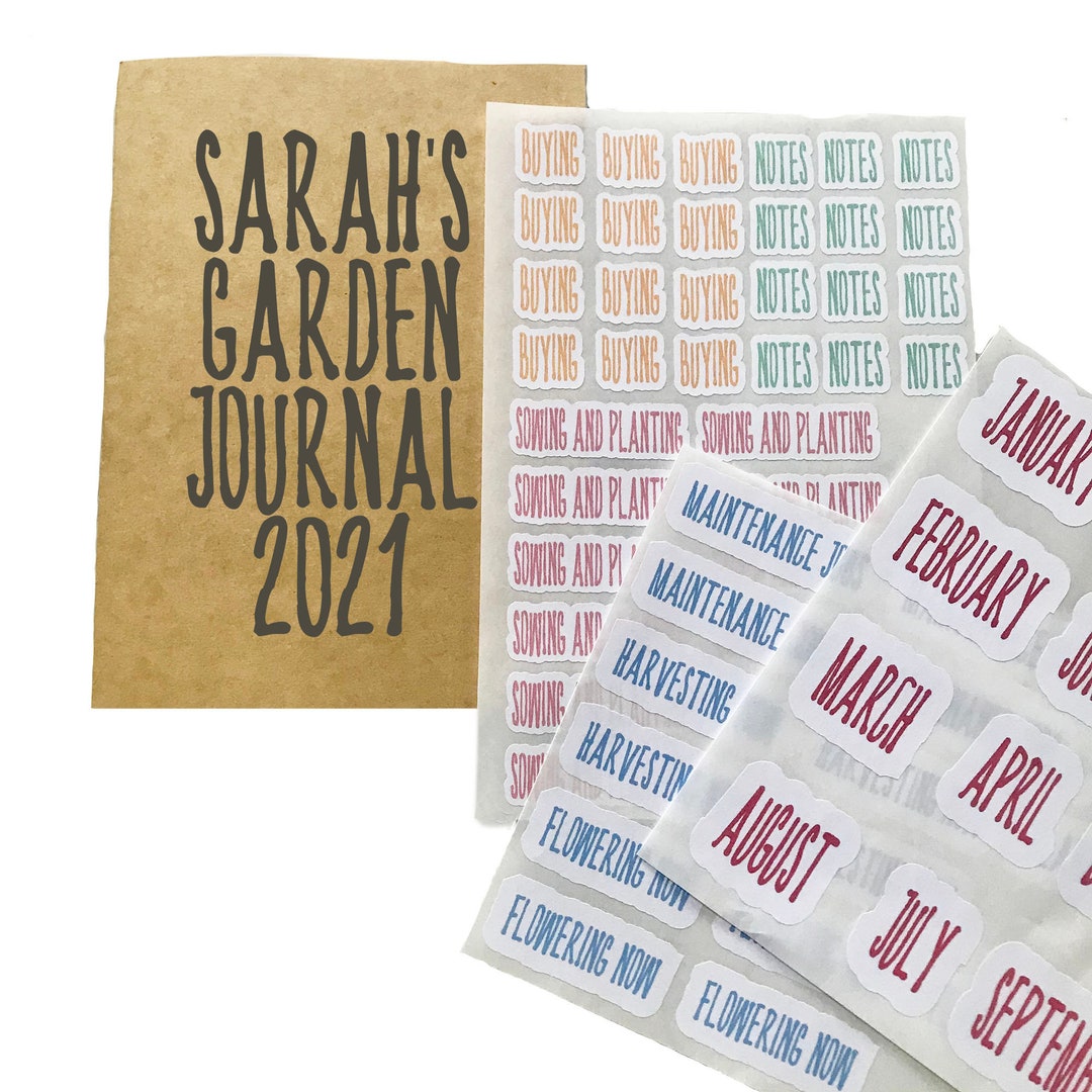 Garden Journal Starter Pack - Personalised Notebook and Stickers ...