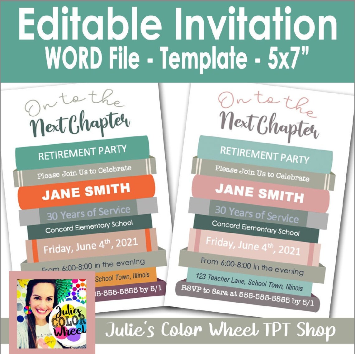 On to the Next Chapter Editable Teacher Retirement Invitation - Etsy