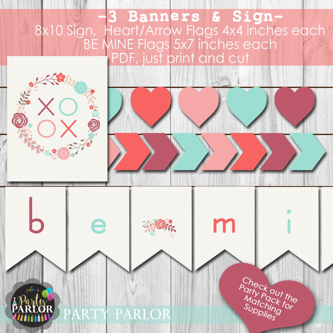 Valentines Banners and Sign Instant Download Set - Etsy